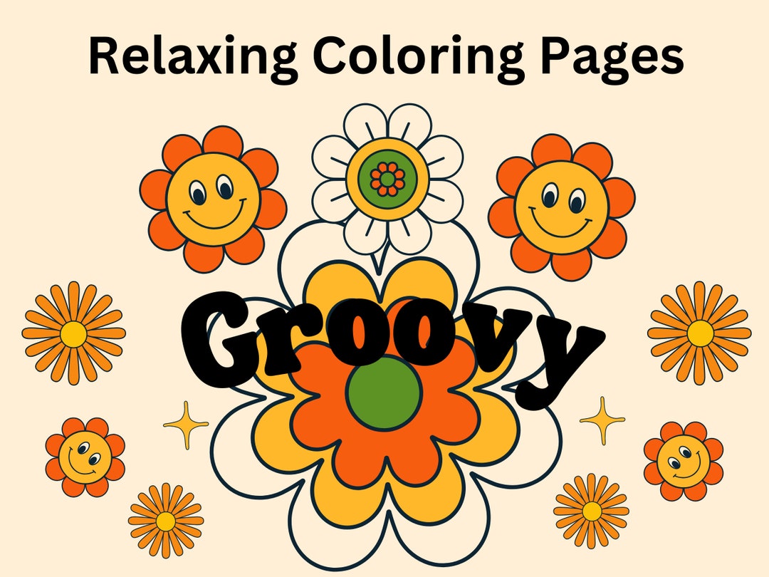 Groovy Printable Coloring Pages Art Printable Coloring Book - Etsy