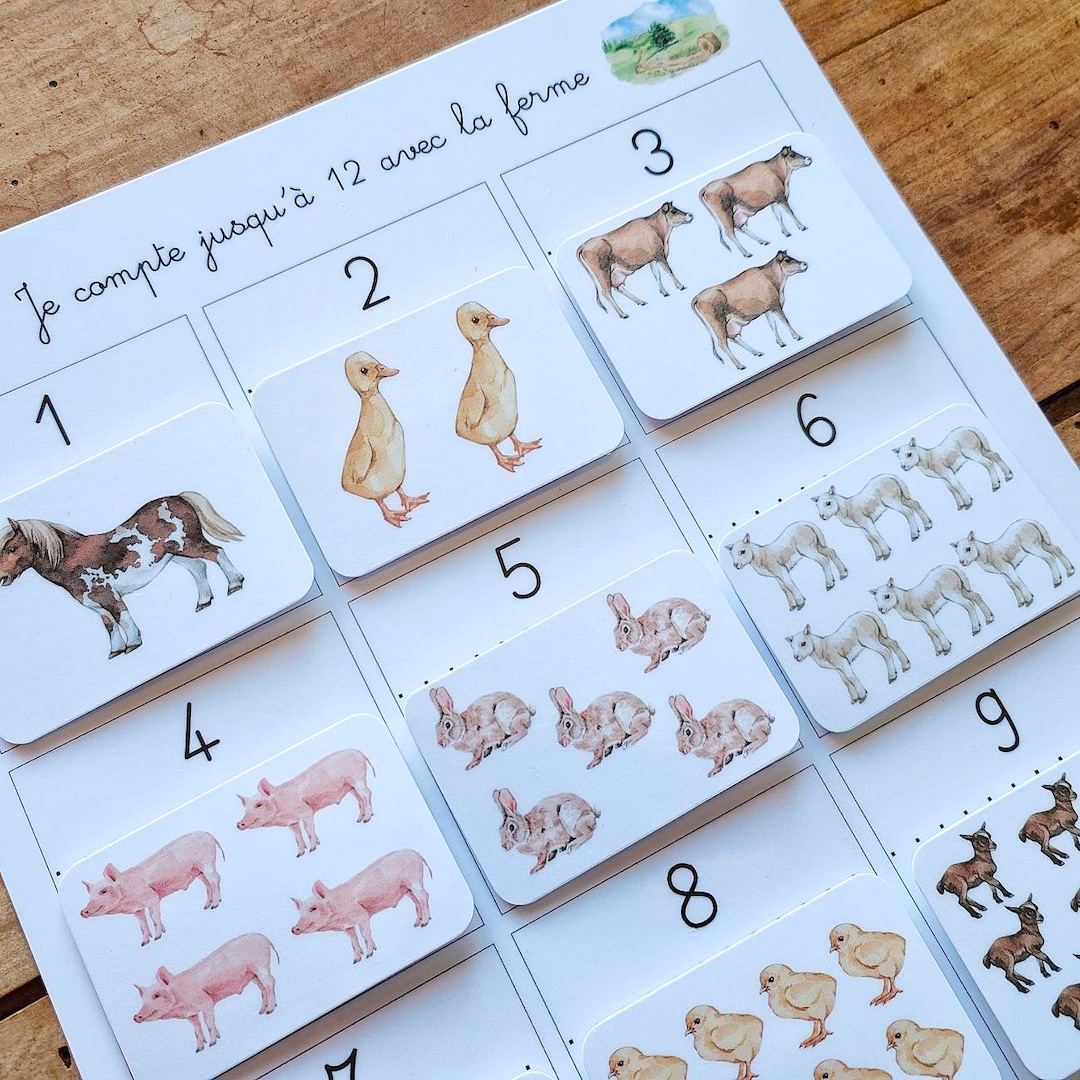 Learn to Count With Farm Animals Montessori Learning - Etsy