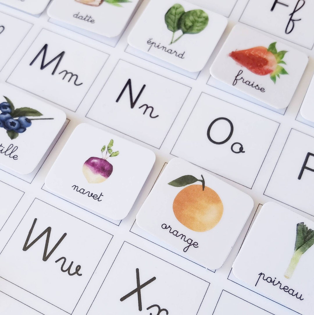 Alphabet Game of Fruits and Vegetables, Montessori Phonetic Recognition ...