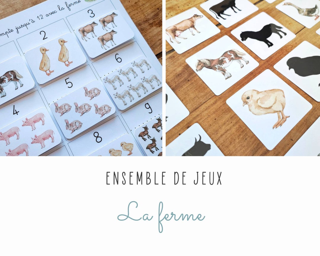 Farm Animal Games Montessori Learning Memory and Mathematics - Etsy