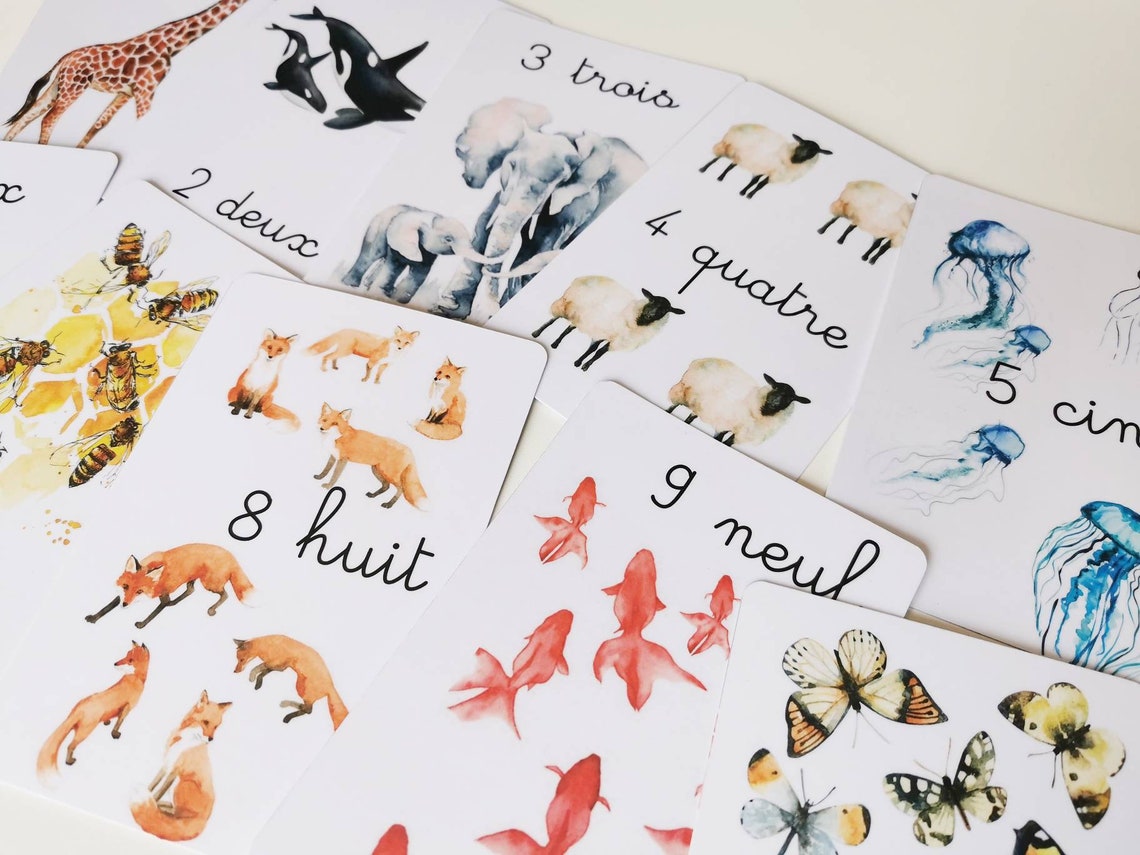 Cartes les chiffres documents linguistiques cartes de - Etsy France
