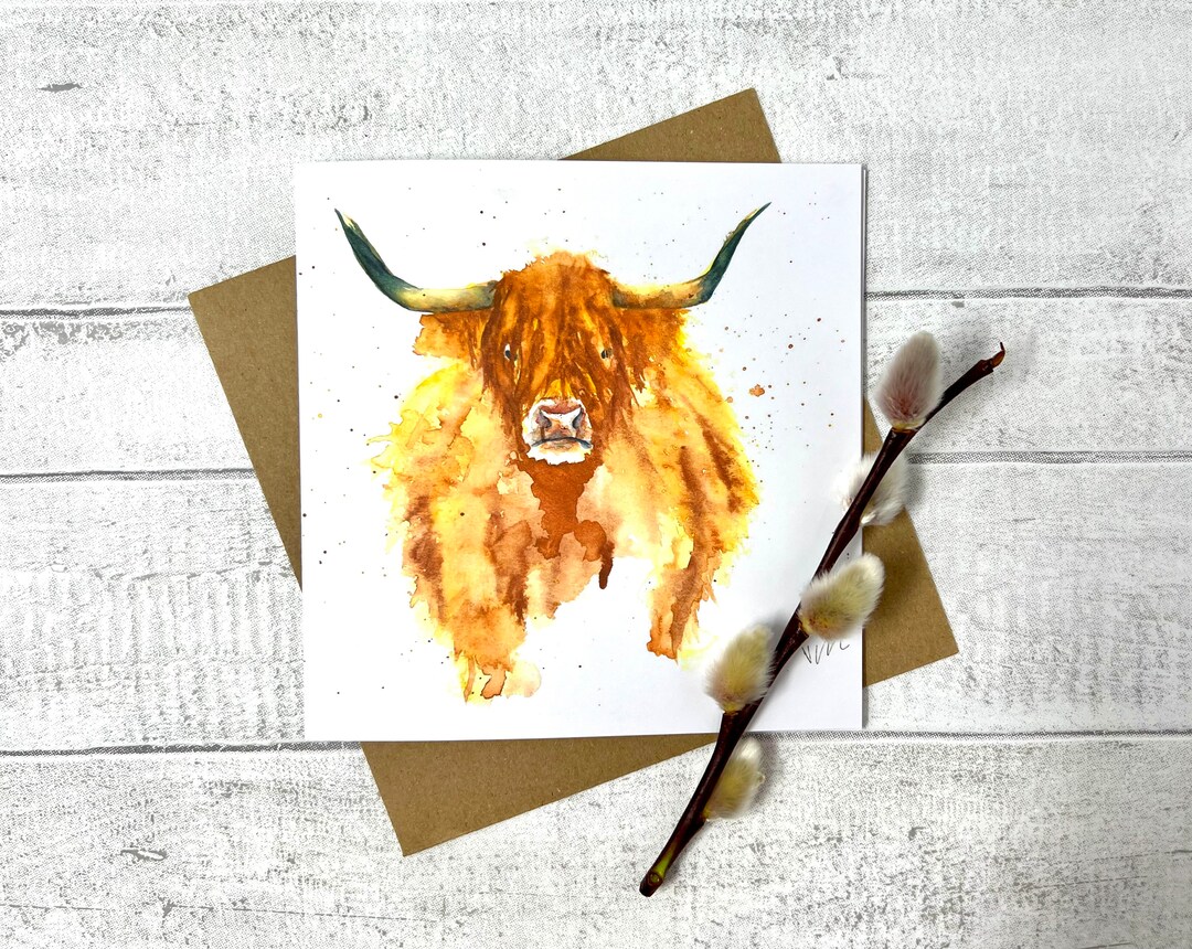 Hamish the Highland Cow Gift Card, Greeting Card, Blank Card - Etsy