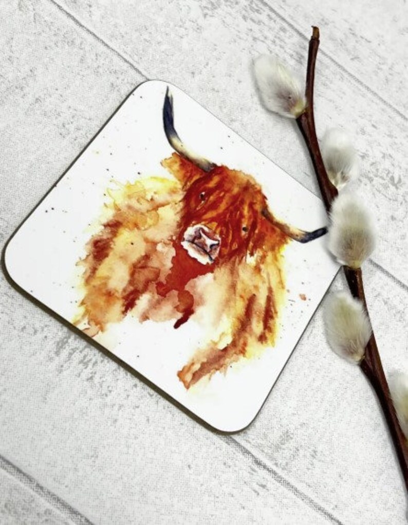 Hamish the Highland Cow Coaster - Etsy