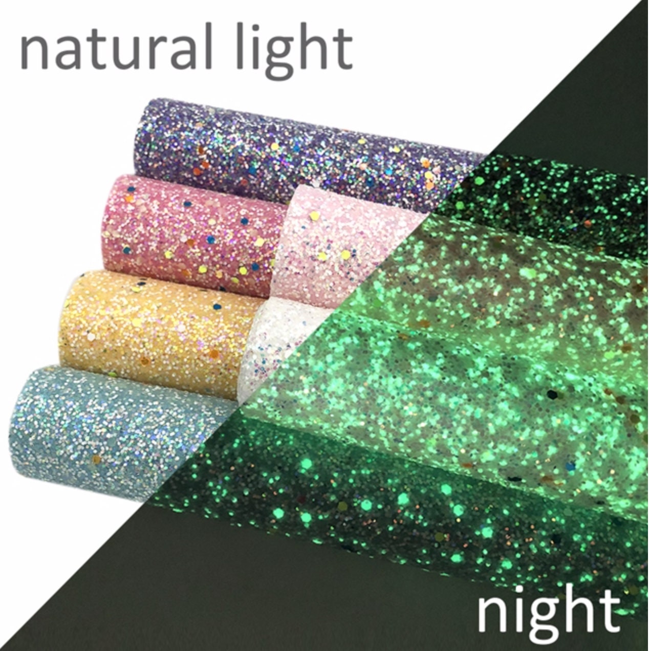 Glow in the Dark Chunky Glitter Faux Leather Sheets Great for - Etsy