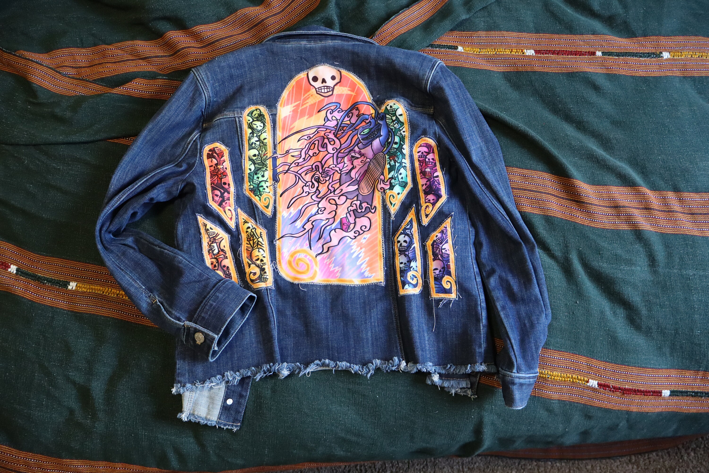 Jumping Monster Skeleton Party Denim Jacket - Etsy