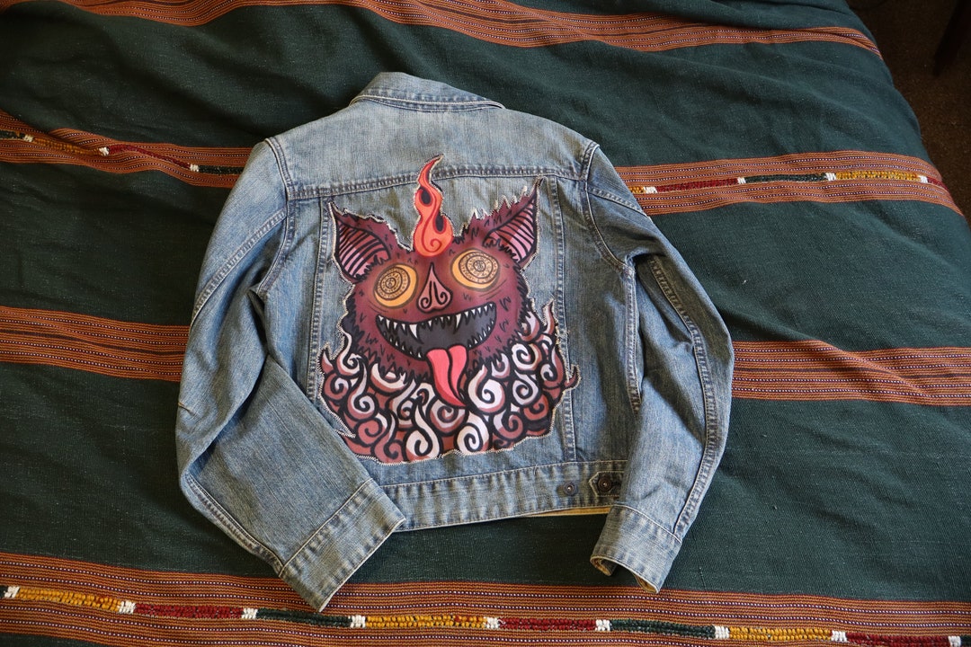 Party Bat Denim Jacket - Etsy