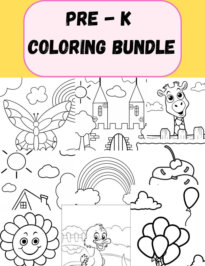 Printable Pre-k Coloring Sheets 5pc - Etsy