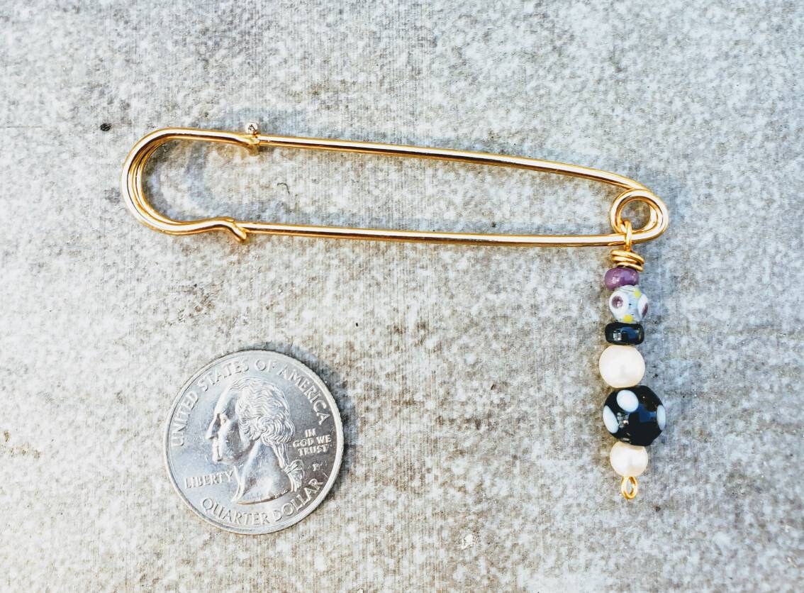 Decorative Safety Pin for clothing Beaded Charm Safety Pin | Etsy