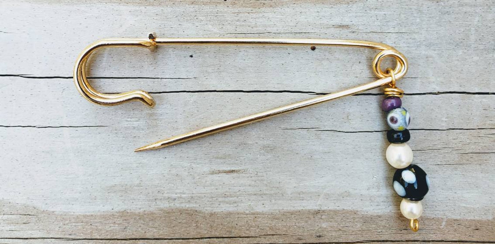 Decorative Safety Pin for clothing Beaded Charm Safety Pin | Etsy