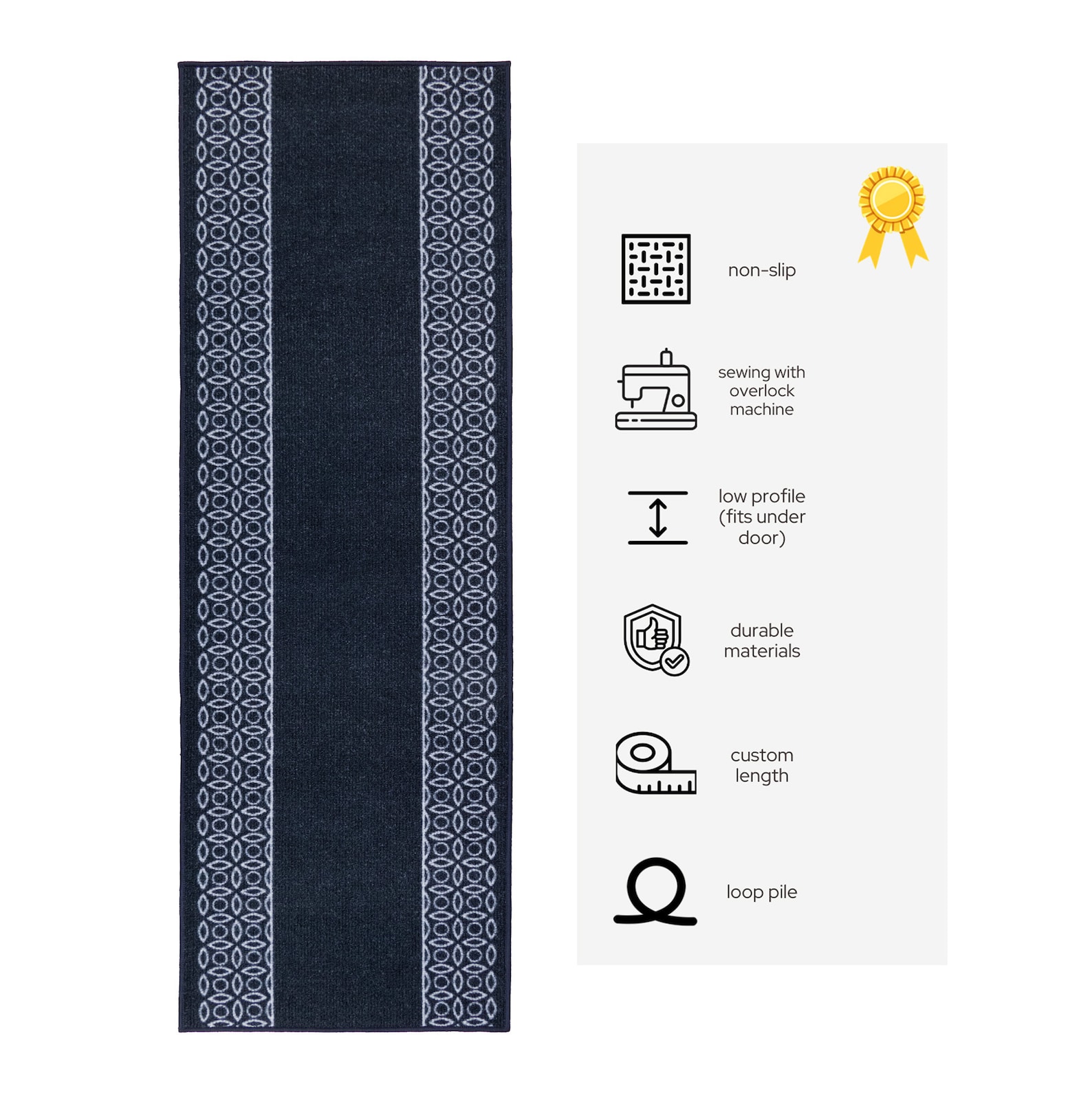 Navy Blue Rug Runner: Non-slip Low Pile, Custom Size - Etsy