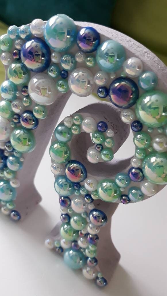 Free Standing Wooden Letter R Decorated With Blue and Green - Etsy