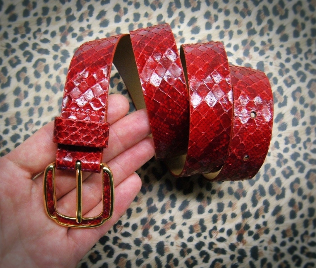 1970s Luxury Genuine Snake Skin Exotic Reptile Leather Belt Emmanuel ...