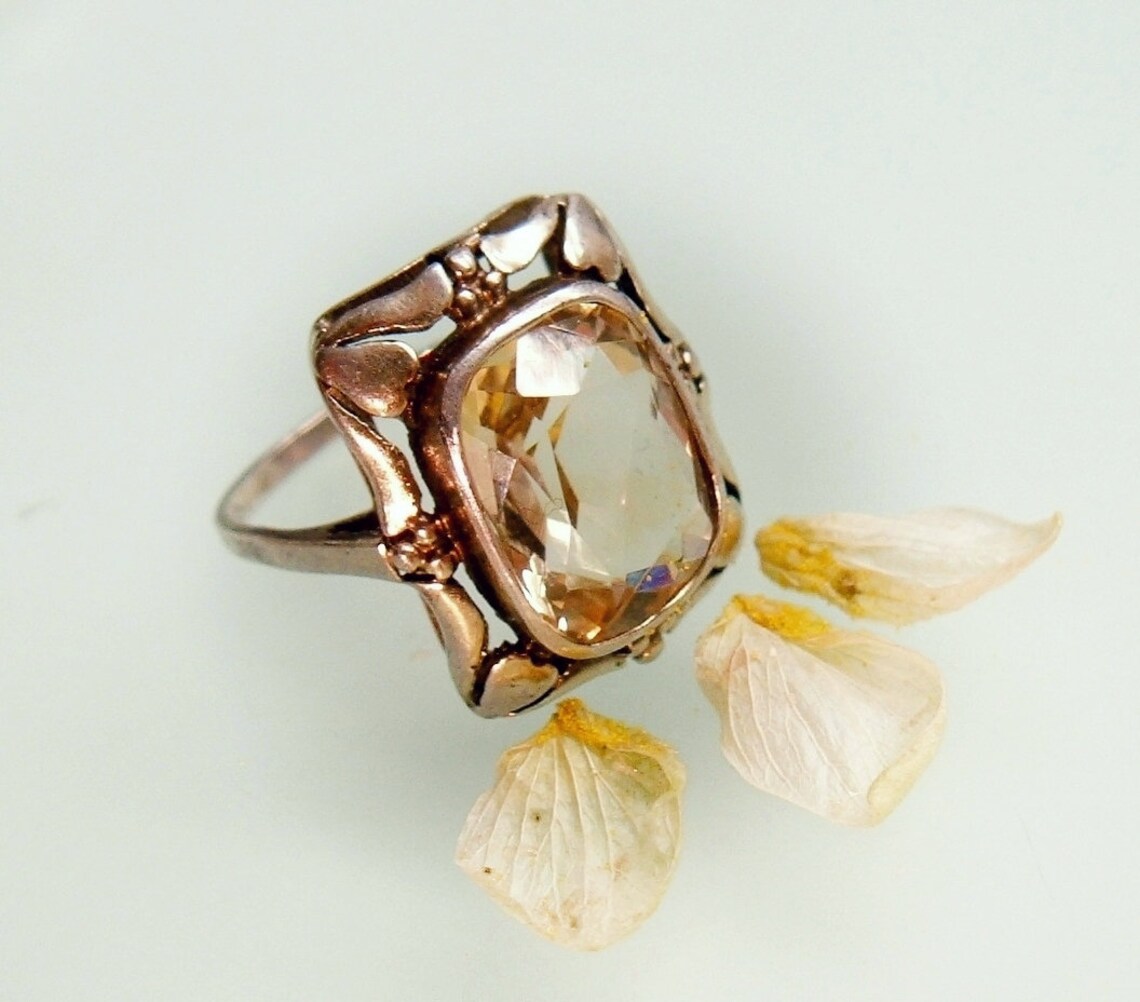 Antique Austrian Secessionist Natural Citrine 800 Silver Ring Attrib ...
