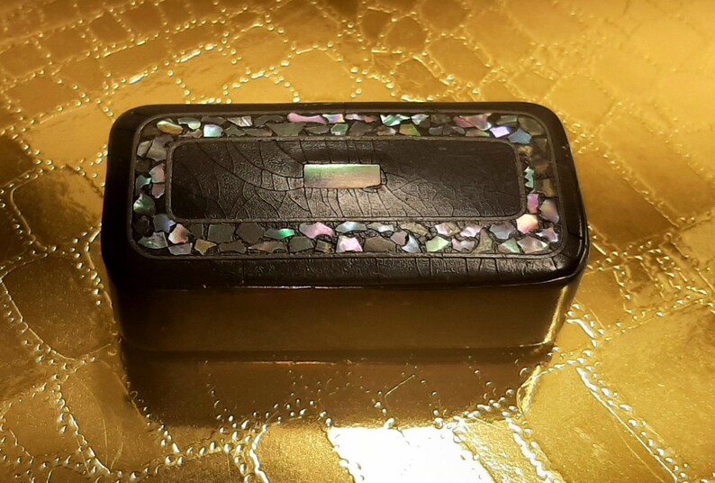 Antique Victorian Inlaid Abalone Shell Ornament Papier Mache Snuff Box - Etsy