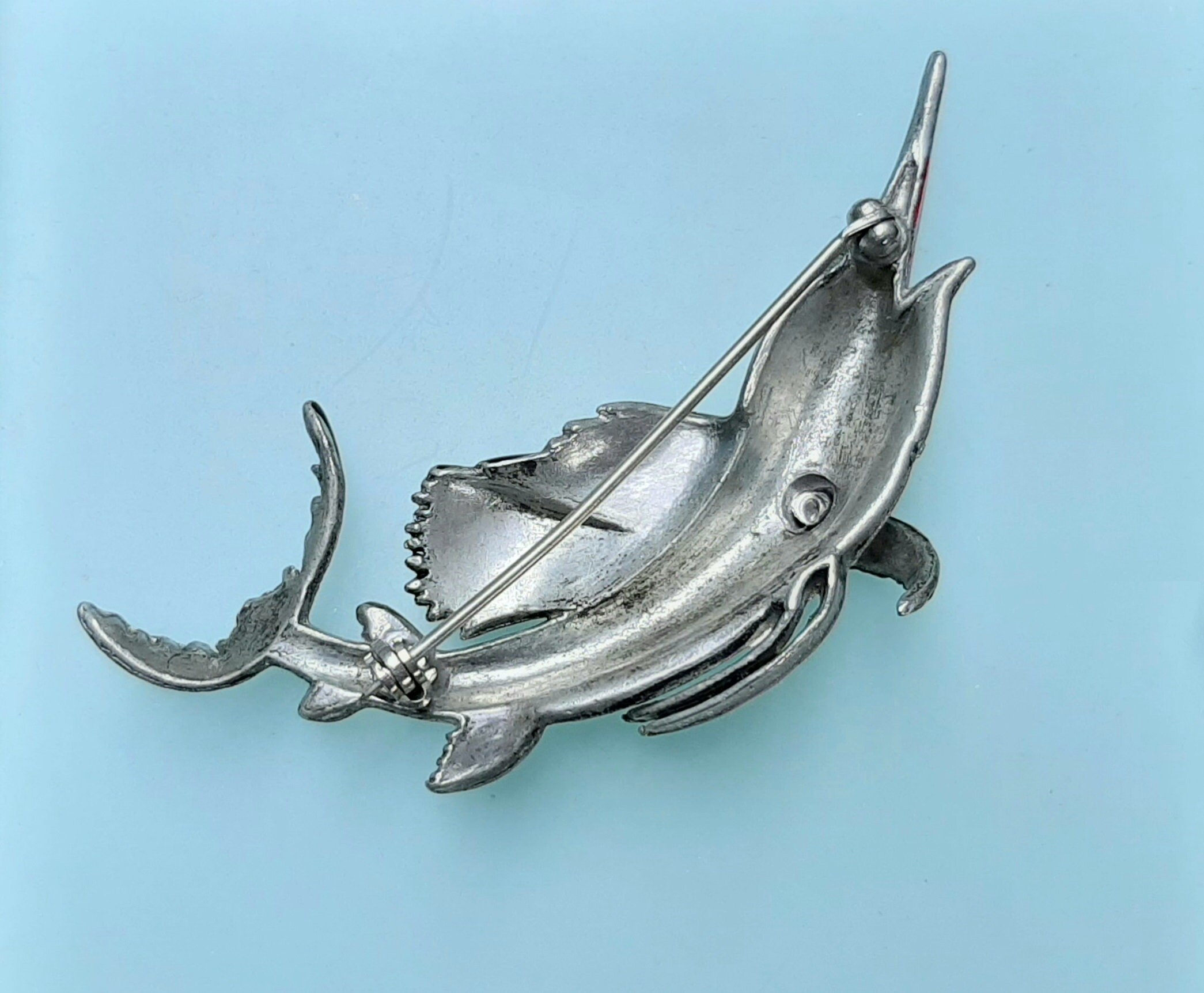 Rare 1930s Swordfish Dangle Moving Fin Iridescent Metallic Enamel ...