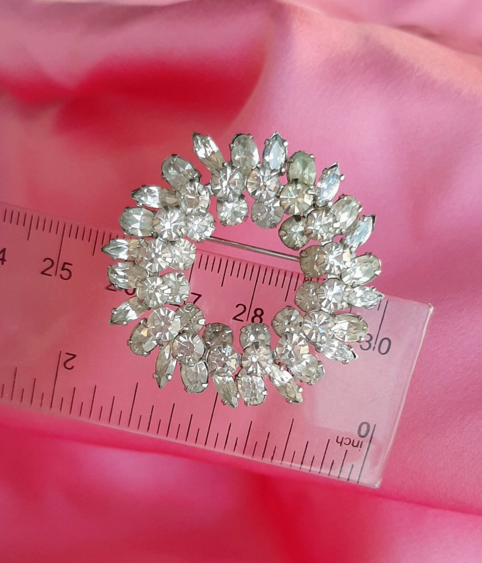 1950s Sherman Circle of Life Faux Diamond Brooch Pin Collectable ...