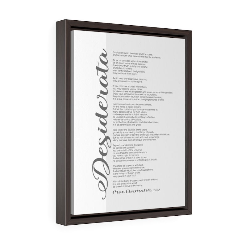 Large Desiderata Poem Framed Canvas Literary Quote Print by - Etsy