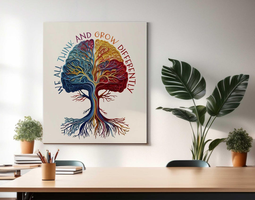 Neurodiversity Rainbow Tree Art: ADHD Autism Awareness (digital JPG) - Etsy