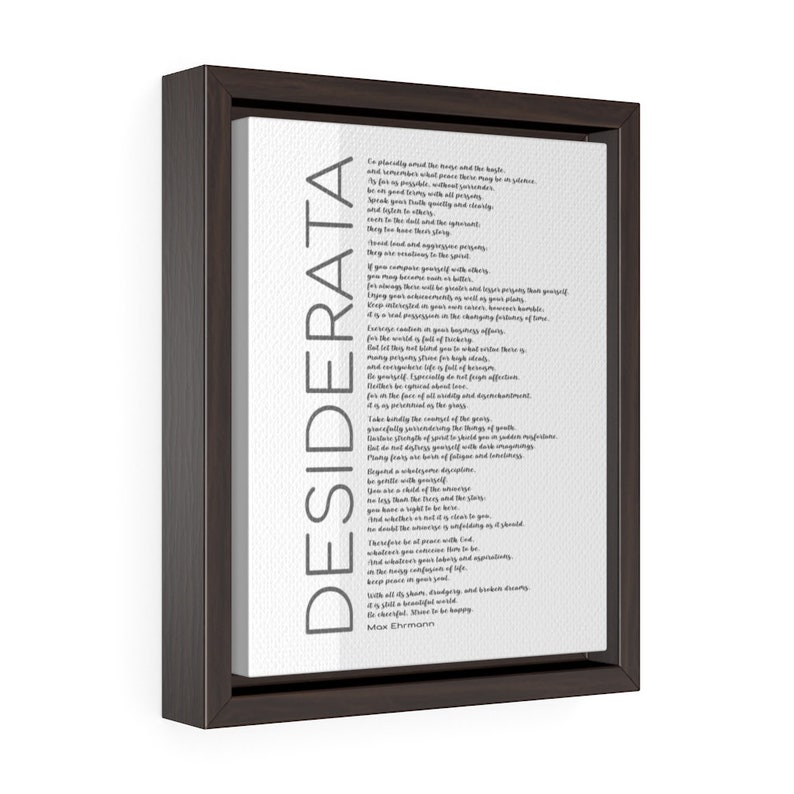 Desiderata Framed Canvas - Desiderata Poem by Max Ehrmann, Graduation ...