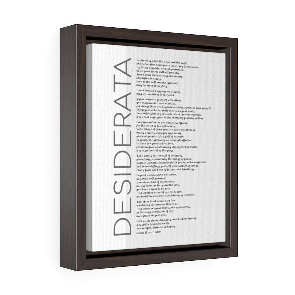 Desiderata Framed Canvas Desiderata Poem by Max Ehrmann, Graduation ...