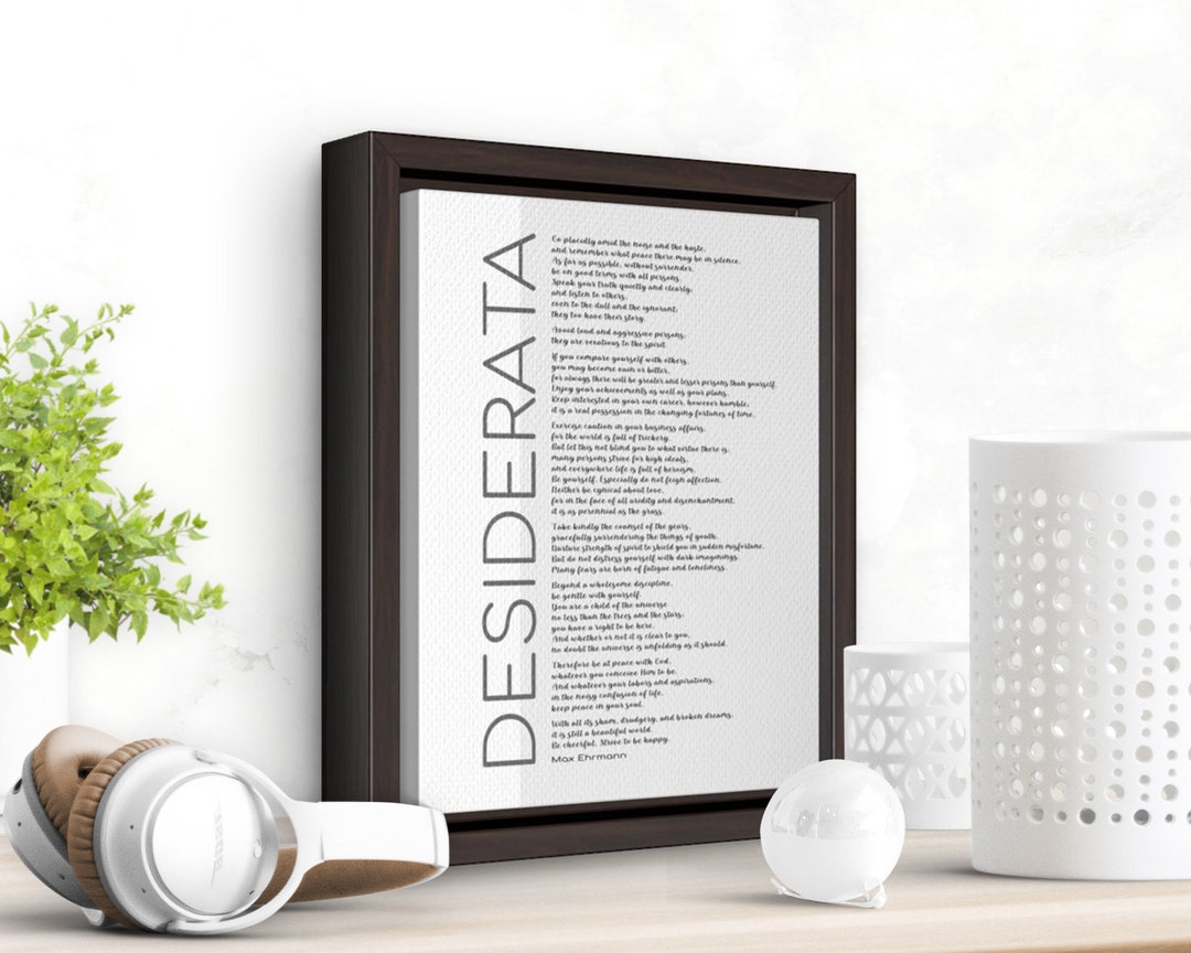 Desiderata Framed Canvas - Desiderata Poem by Max Ehrmann, Graduation ...