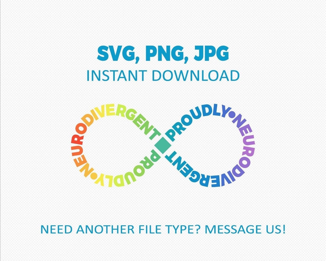 Autism Acceptance Rainbow Infinity Symbol: Neurodiversity SVG PNG JPG ...