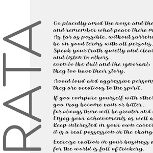 Desiderata Framed Canvas - Desiderata Poem by Max Ehrmann, Graduation ...