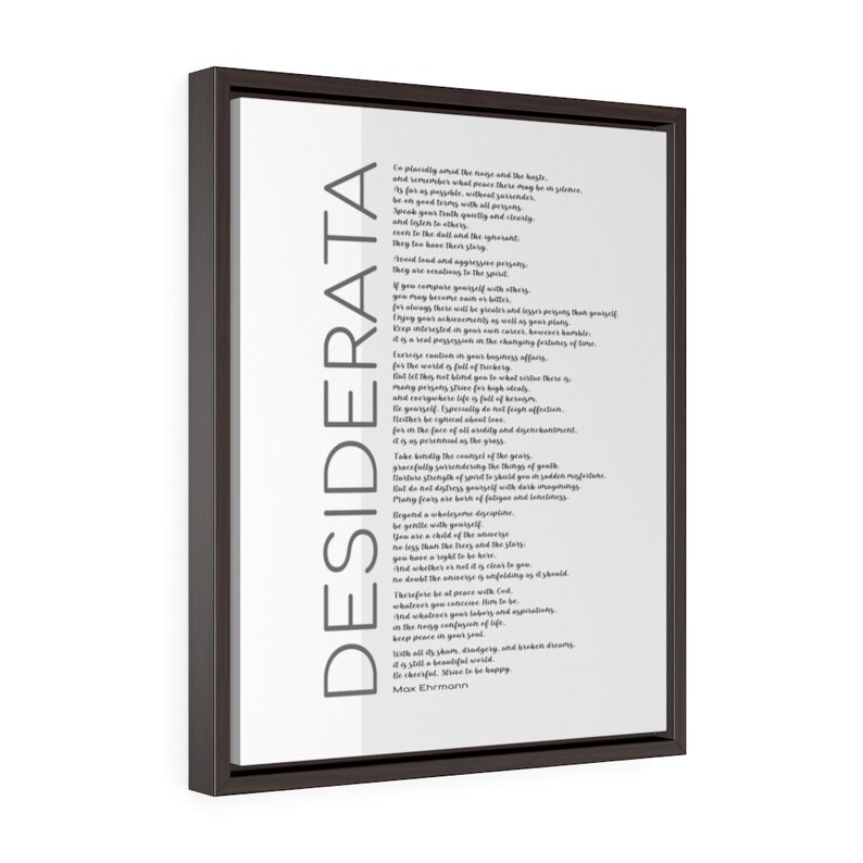Desiderata Framed Canvas - Desiderata Poem by Max Ehrmann, Graduation ...
