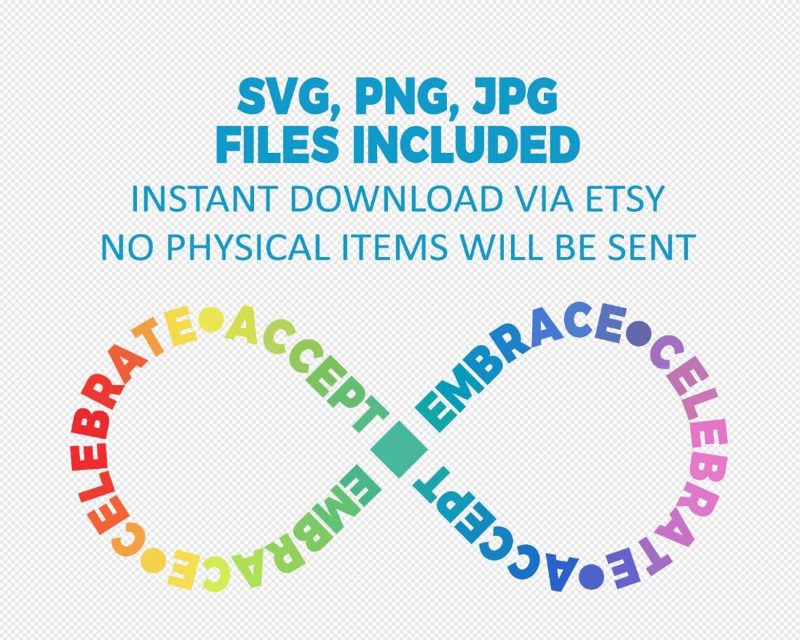 Autism Acceptance Rainbow Infinity Symbol - Autism SVG PNG Cut Files ...