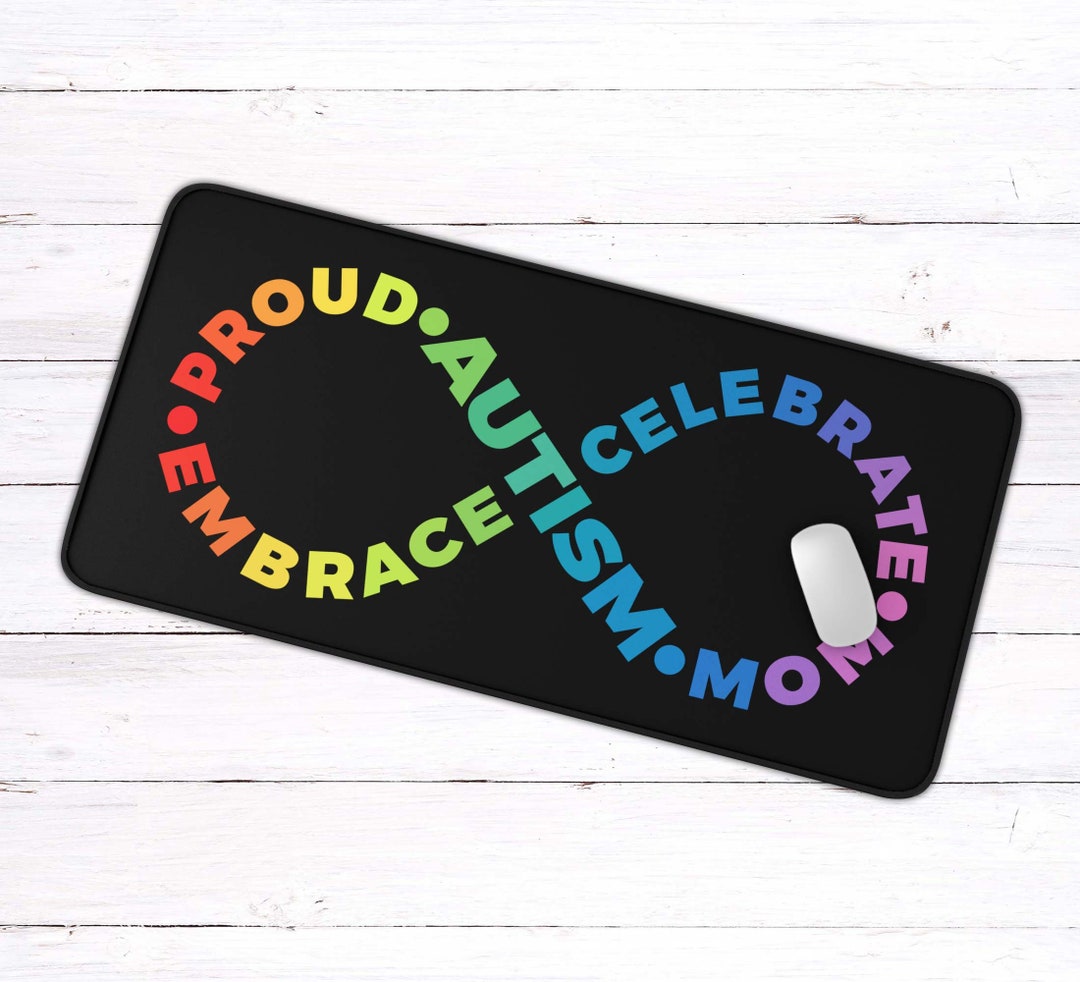 Proud Autism Mom Desk Mat: Rainbow Infinity Neurodiversity Decor - Etsy