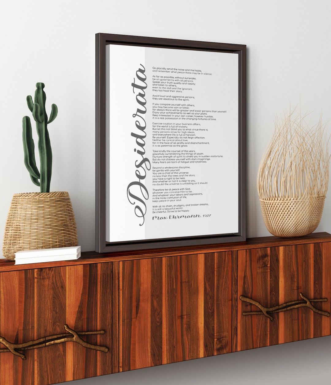 Large Desiderata Poem - Framed Canvas Literary Quote Print by American ...