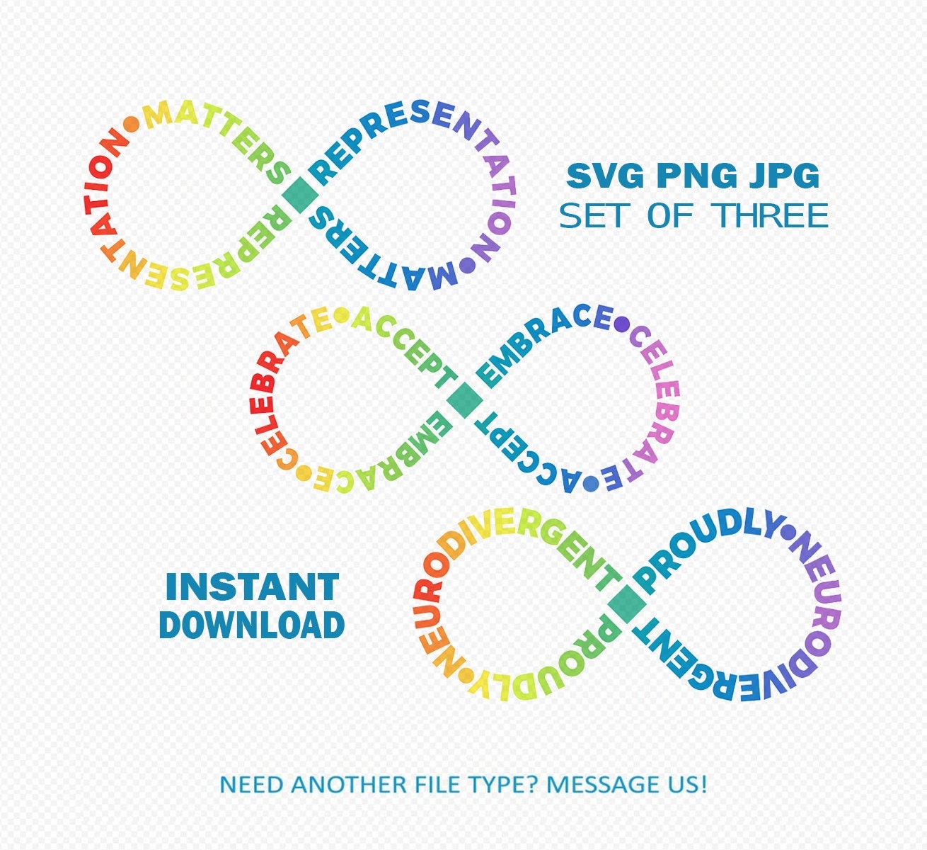 Autism Acceptance Rainbow Infinity Symbol: Neurodiversity SVG PNG JPG ...