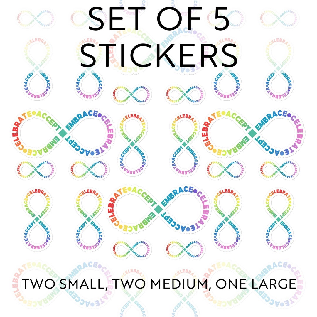 Autism Acceptance Rainbow Infinity Symbol Autism Infinity Stickers Set ...