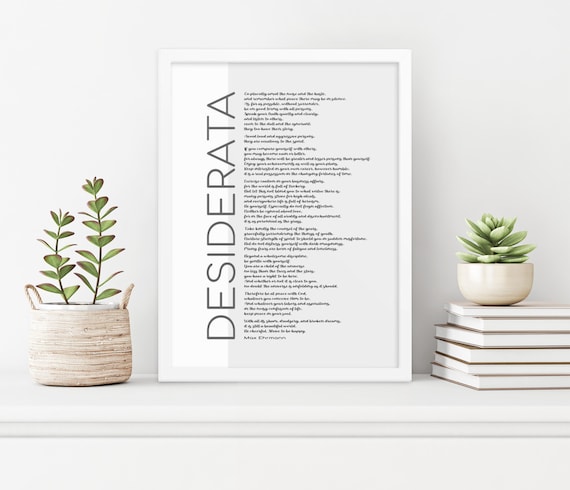 Desiderata Framed Poem Literary Print Quote by American | Etsy