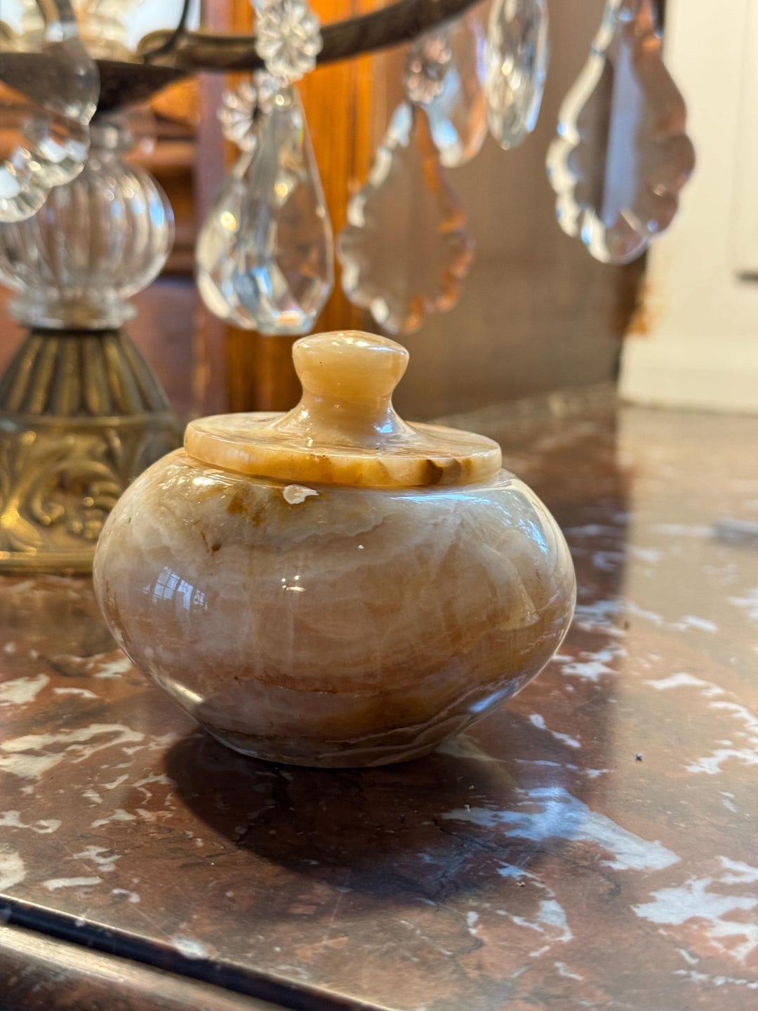 Vintage French Alabaster Pot - Etsy