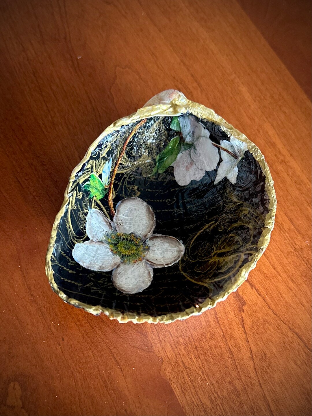 Seashell Trinket Tray Made With a Florida Cockle Shell and Decoupage ...