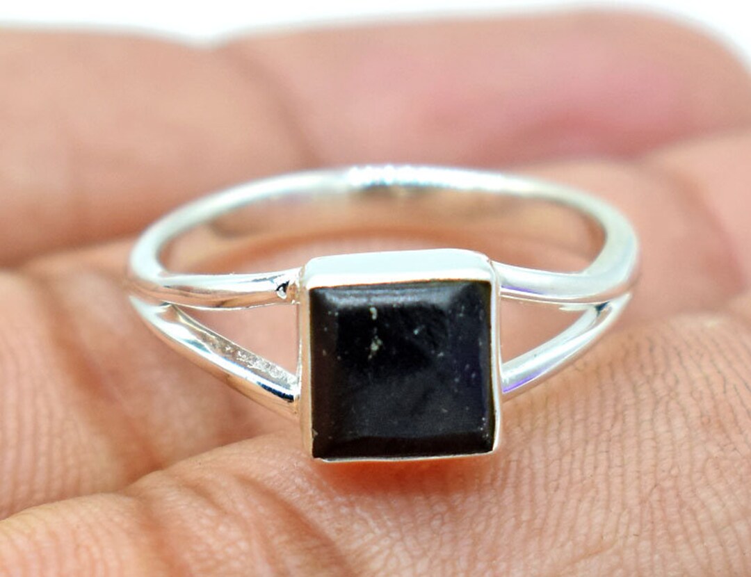 Handmade Shungite Stone Ring: 925 Sterling Silver, Reiki Healing - Etsy