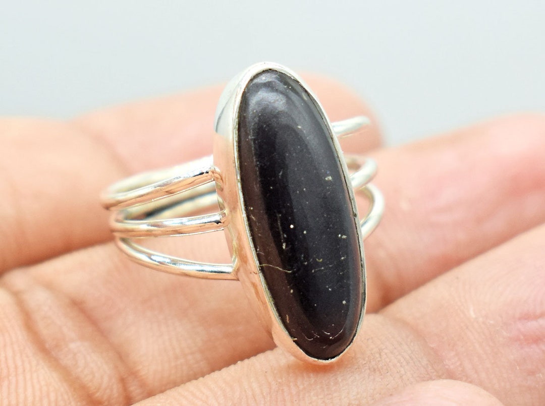 Healing Shungite Stone Ring* Genuine Shungite Ring* Natural Shungite ...