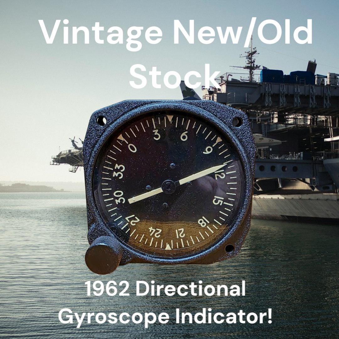 Vintage, New Old Stock, 1962 Directional Gyroscope Indicator Aircraft ...