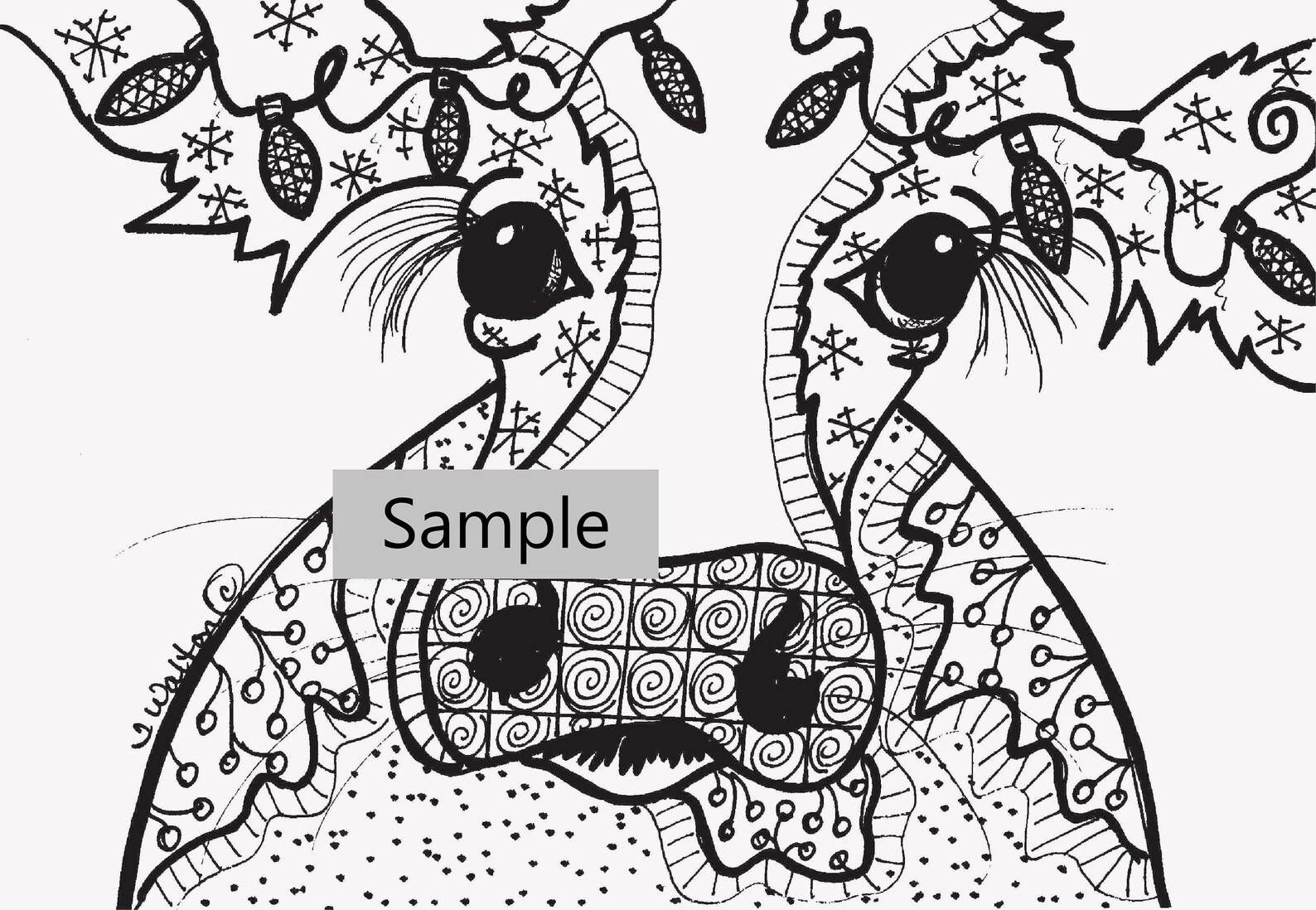 Christmas Cow Coloring Page - Etsy