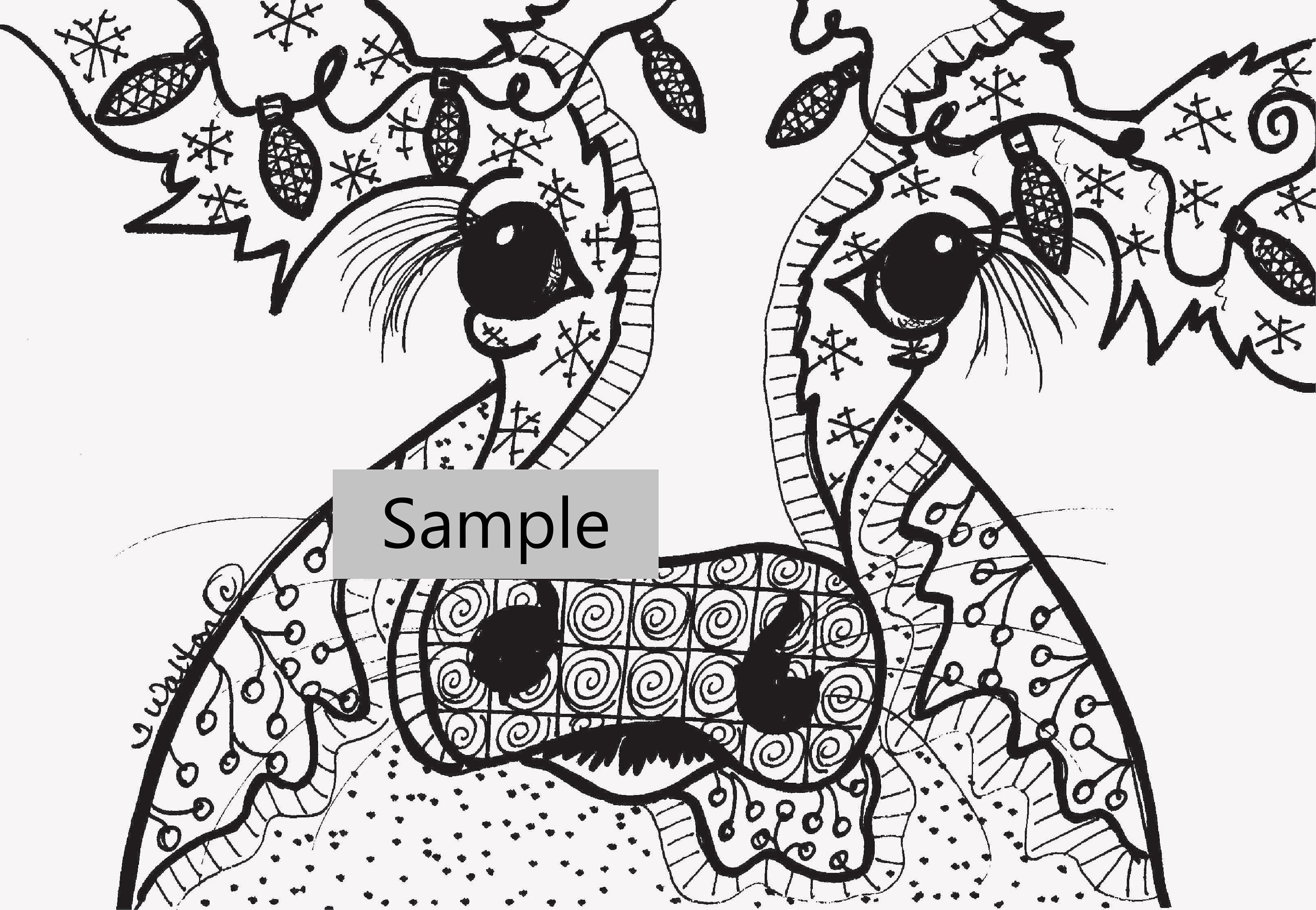 Christmas Cow Coloring Page - Etsy Christmas Cow Coloring Page - Etsy