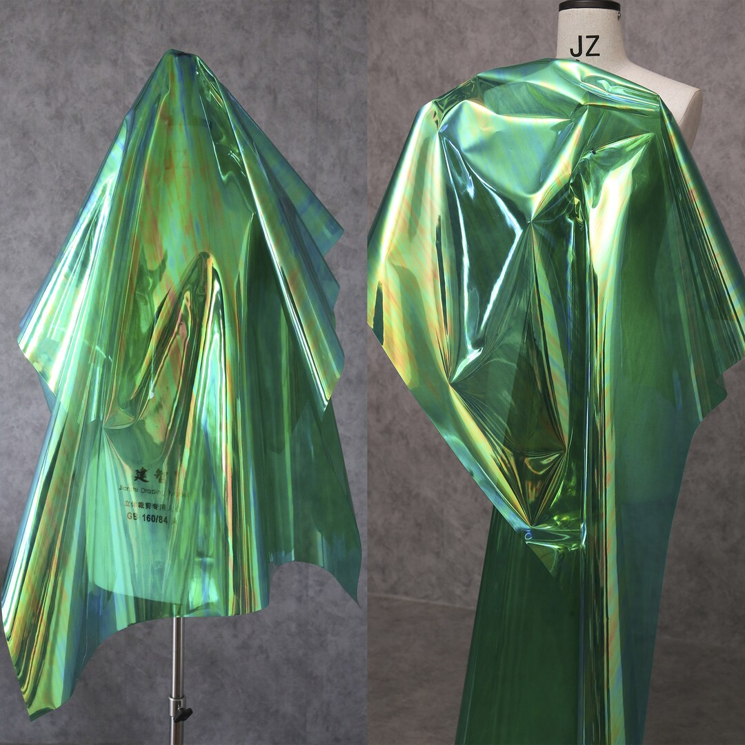 Translucent Green TPU Fabric Rainbow Unicorn Hologram Iridescent PVC ...
