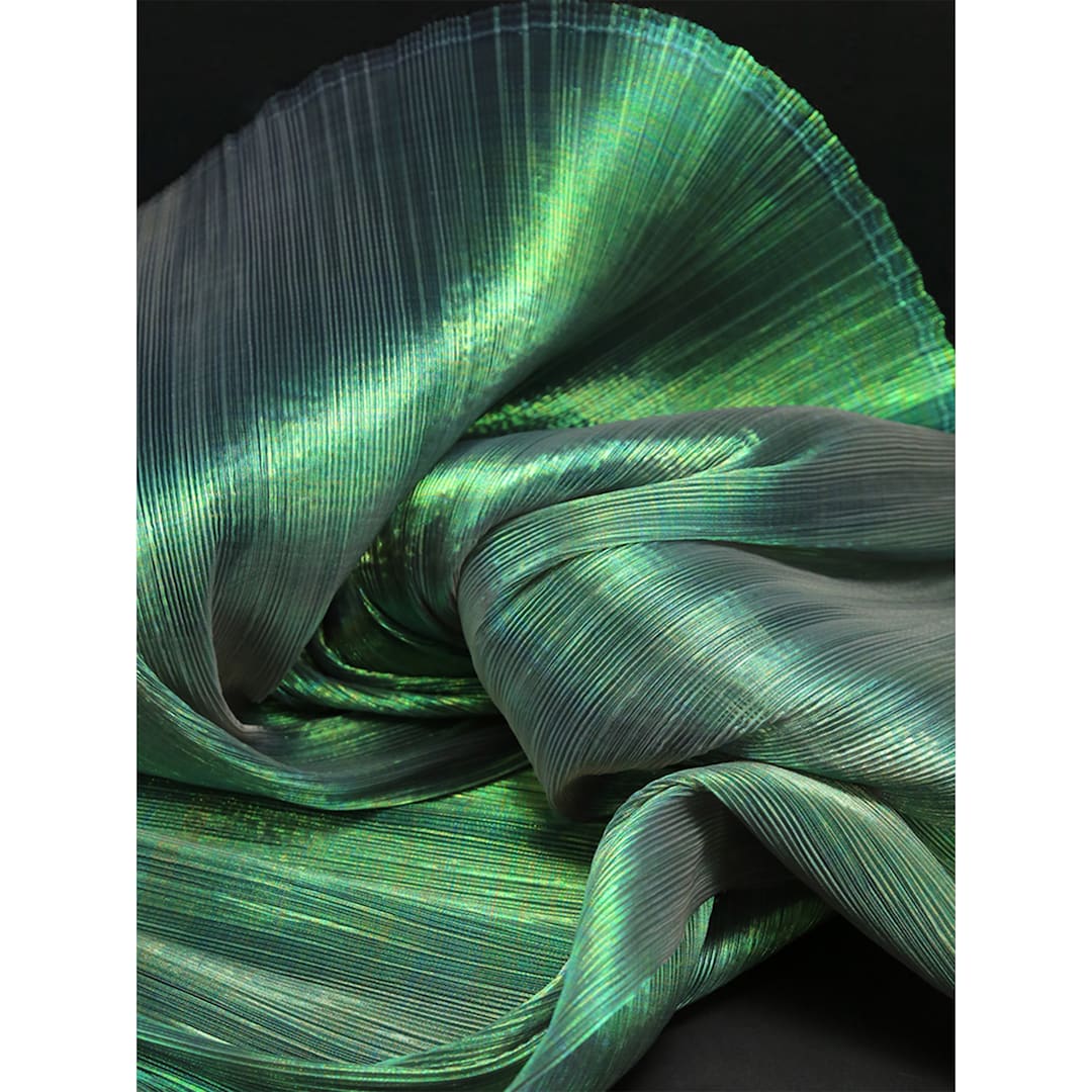 Iridescence Metallic Crinkled-textured Pleated Organza Fabric,mermaid ...