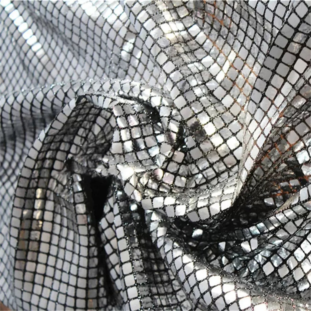Square Silver Mirror Sequin Fabric,no Stretch Knit Fabric,sparkle ...