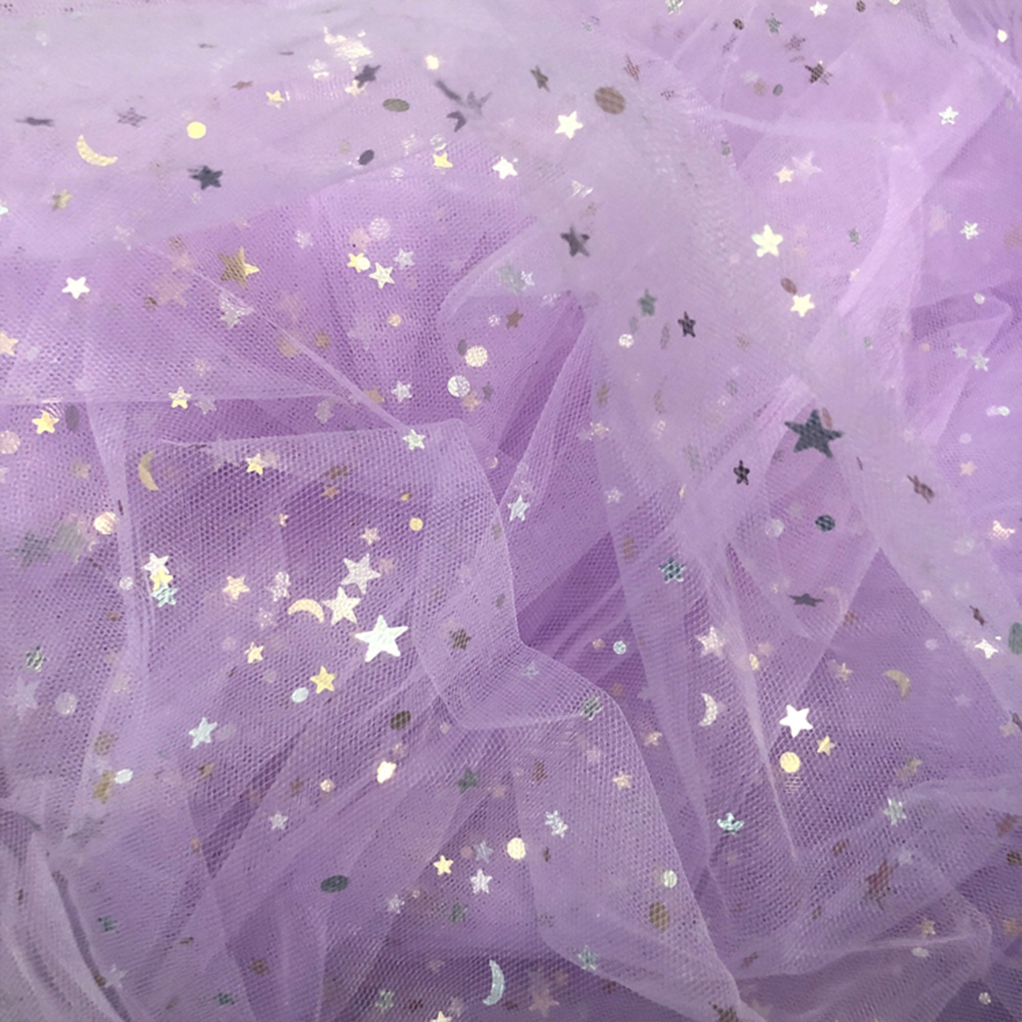 10 Colors Star Moon Tulle Fabricshiny Sequin Stars Mesh Lace - Etsy