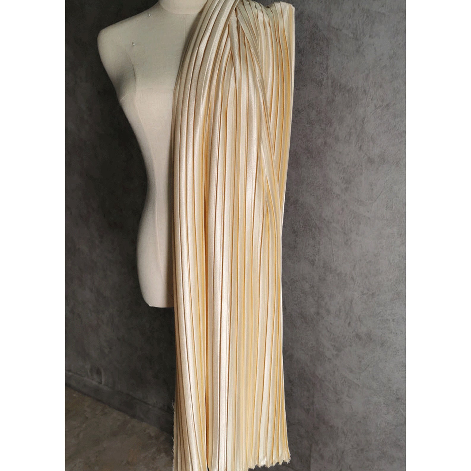 Champaign Stripe Pleated Satin Fabric Wrinkle Crumple - Etsy