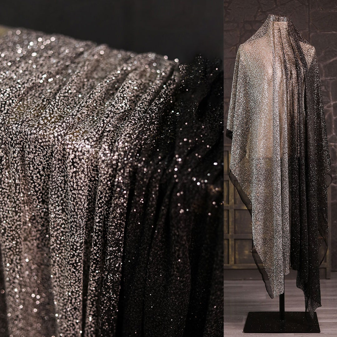 Glittery Gradient Lace Fabric,gilding Black and White Lace Fabric,shiny ...