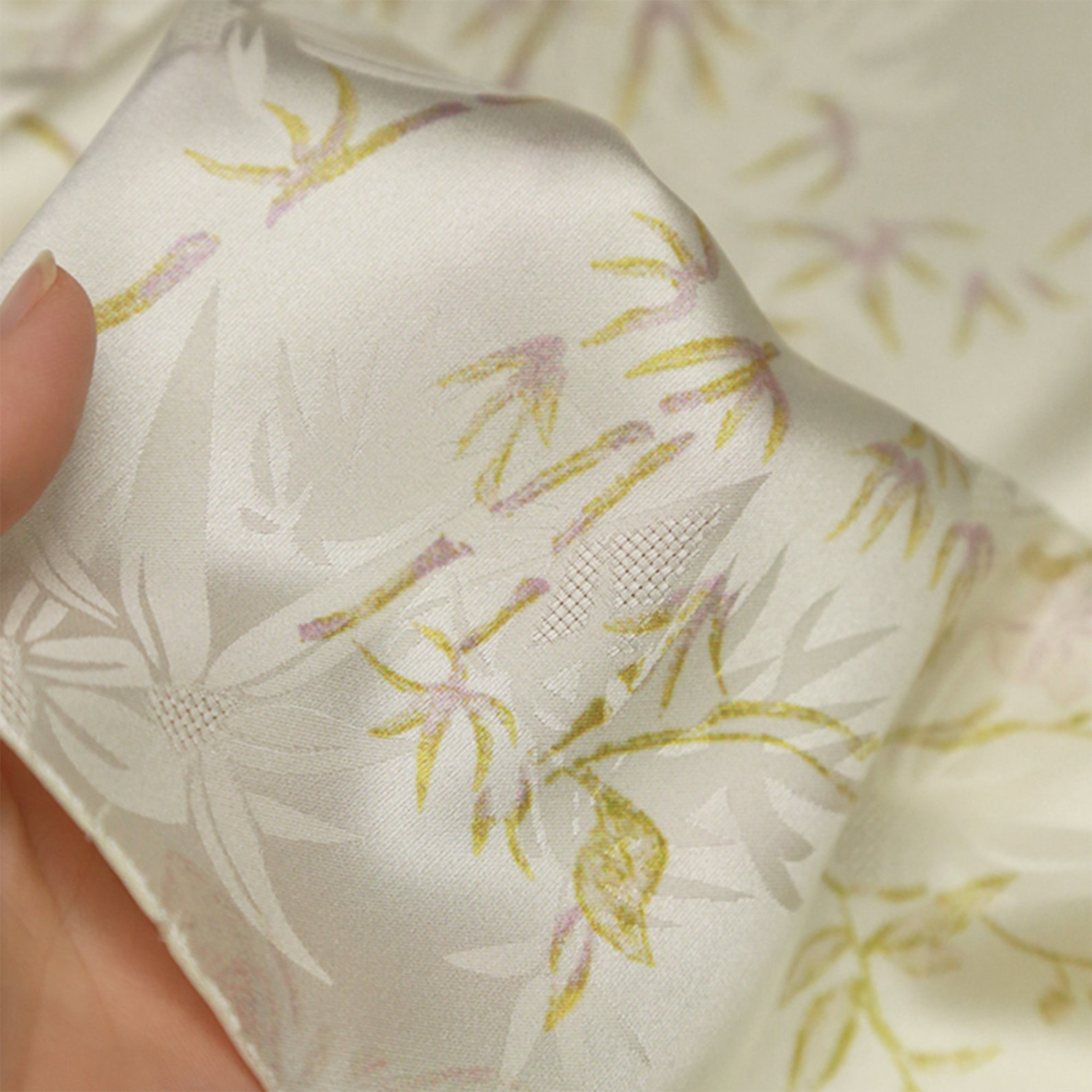 Silky Satin Jacquard Brocaded Fabric Soft Smooth Floral Embroidered ...
