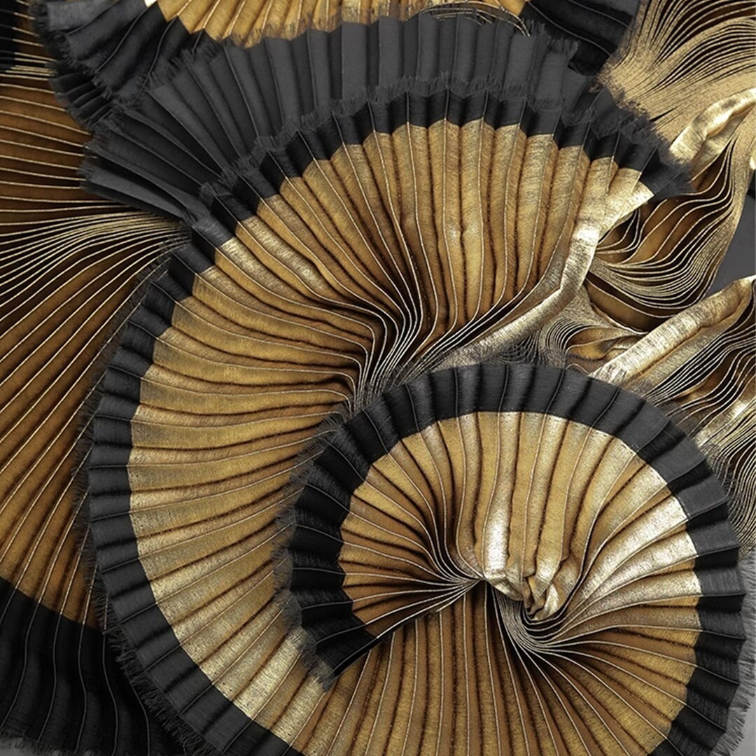 5 Colors Gilding Pleated Chiffon Fabric Vinatge Plisse Golden Dress ...