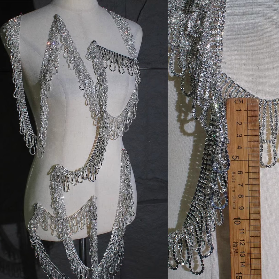 Luxury Crystal Fringe Trim,shinny Rhinestone Charm Tassel Fringe Trim ...